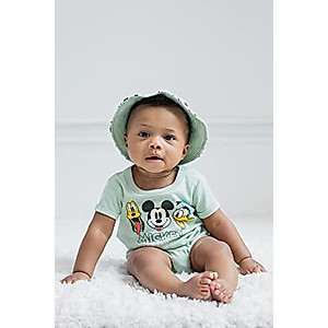Disney Mickey Mouse Donald Duck Pluto Newborn Baby Boys Romper and Hat Green 3-6 Months