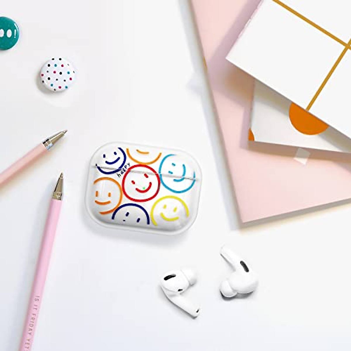 MOLOSLEEVE Cute Airpod Pro Clear Case with Keychain, Cartoon Smiley Face Design Soft Silicone Smooth Shockproof Compatible with Airpods Pro Charging Case for Girls Kids Women