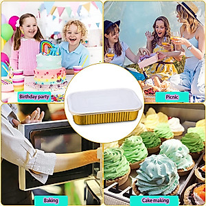 SuiXinCook Gold Aluminum Foil Baking Pan with lids Heavy Duty 9"×13"(10pack+10Lids), Double thickening, Disposable cake pans,Microwave oven safetyle. for Cooking,，Heating,Storage, BBQ