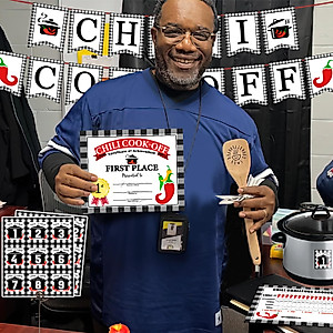 Chili Cook Off Contest Party Kit,Chili Cook off Banner,Chili Contest Entry Forms,Pot Numbers,Chili Tasting Score Cards,Chili Competition Voting Cards,Certificate of Commendation