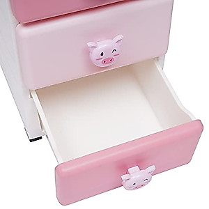 LOYALHEARTDY Plastic Drawers Dresser, 6 Drawers Dressers Chests with Wheels, Pink Storage Closet Cabinet Clothes Toys Snacks Organizer for Bedroom, Living Room, Playroom(Pink Pig Handle)