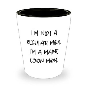 Fancy Maine Coon Cat Shot Glass, I'm Not a Regular Mom. I'm a, For Friends, Present From Friends, Ceramic Cup For Maine Coon Cat