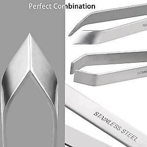 2 Pieces Fish Bone Tweezers Set, Kitchen Tweezers,Stainless Steel Flat and Slant Tweezers Pliers Remover Tool, for Debone Salmon Bass