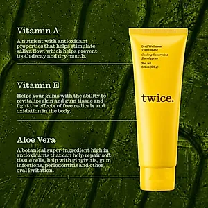 Twice Vegan Toothpaste for Sensitive Teeth and Gums and Teeth Whitening Toothpaste - SLS Free Toothpaste with Fluoride and Cavity Protection - (Cooling Spearmint Eucalyptus) (3-Pack)