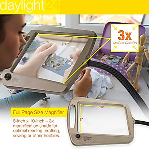 daylight24 402039-05 Full Page 8 x 10 Inch Magnifier LED Illuminated Floor Lamp, Silver