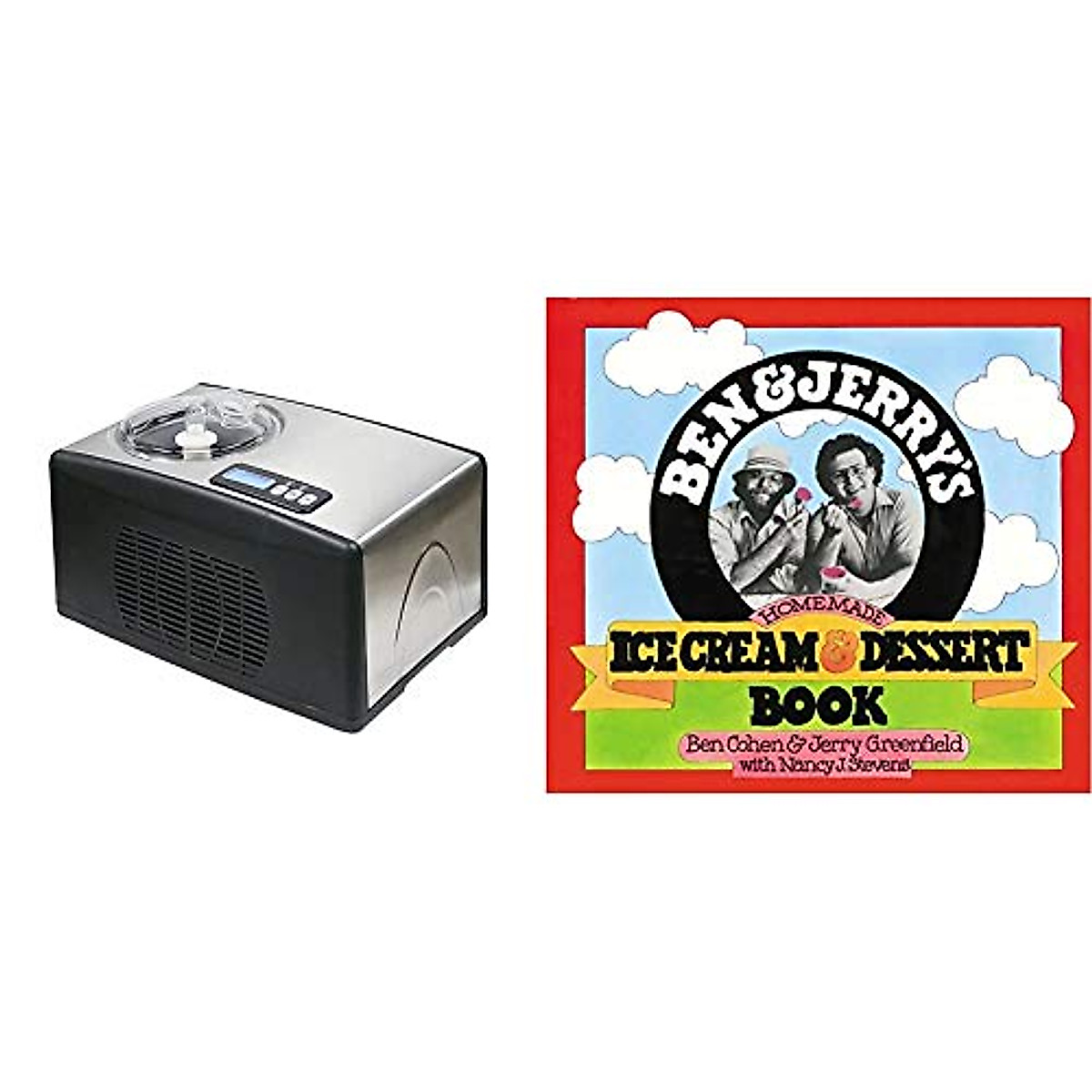 Whynter ICM-15LS Automatic Ice Cream Maker 1.6 Quart Capacity Stainless Steel & Ben & Jerry's Homemade Ice Cream & Dessert Book