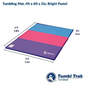 Tumbl Trak Gymnastics Folding Tumbling Panel Mat, 4ft x 6ft x 2in, Bright Pastel