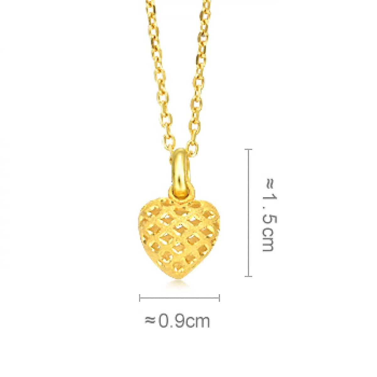 CHOW SANG SANG 999.9 24K Solid Gold Price-by-Weight 1.12g Gold Petite Heart Pendant for Women 14862P | [Not Include the Necklace]