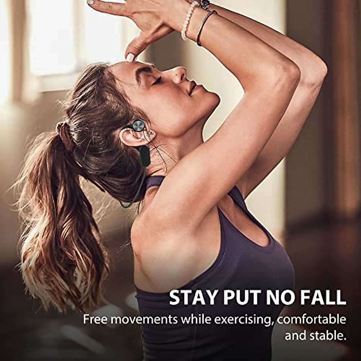 Pinetree Bone Conduction Headphones Bluetooth Sports Open Ear Headphones Wireless, Lightweight Sweat-Proof Running Headset with Mic Built-in Earbuds Free for Hiking, Cycling, Driving