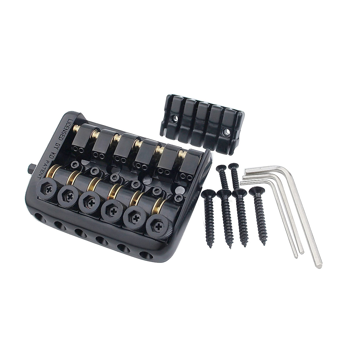 Guyker 6 String Saddle Headless Guitar Bridge Tailpiece With Worm Involved String Device for Headless Guitar Accessories Replacement Part W2004 Black