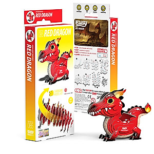 Eugy Red Dragon 3D Puzzle, 24 Piece Eco-Friendly Educational Toy Puzzles for Boys, Girls & Kids Ages 6+