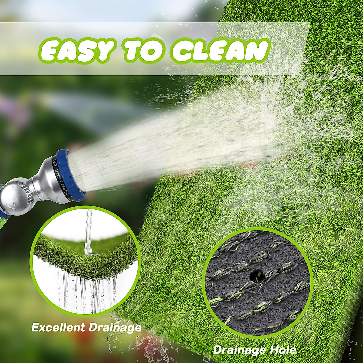 CooZero Artificial Grass, Professional Dog Grass Mat, Potty Training Rug and Replacement Artificial Grass Turf, Large Turf Outdoor Rug Patio Lawn Decoration, Easy to Clean with Drainage Holes