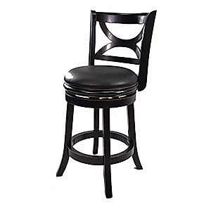 Boraam Florence 24" Counter Height Wood Swivel Stool, Black Sandthru