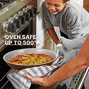 EPPMO Healthy Ceramic Skillet With Stay Cool Silicone Handle, Large Open Fry Pan Without Lid, Brown, 12 Inch