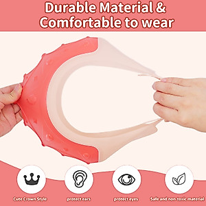 Baby Shower Cap Shield,Adjustable Silicone Bathing Hat,Cute Crown Shape Shampoo Hat,Soft Shower Protection Hat,Funny Hair Washing Shield,Bath Cap Visor Cap for Toddlers Kids Baby Children (Yellow)