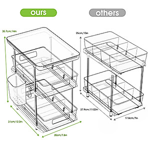 NIHEHAG Large 3 Tier Under Sink Organizers and Storage Bathroom - Multi Purpose Bathroom Cabinet Organizer,Pull Out Organizer and Storage with Dividers/Hooks,Clear Adjustable Medicine Bins (XL)