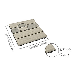 WPC Patio Deck Tiles,DIY Interlocking Decking Tiles, Floor Tile,Water Resistant Indoor Outdoor (9, 3D Organic White)