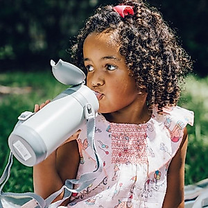 Insulated Straw Water Bottle | Kids Insulated Bottle | Thermos Bottle 12 Ounce Bottle - by Primo Passi (Gray)