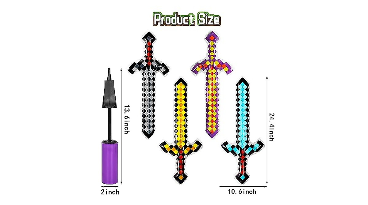 Vibrant Inflatable Pixel Sword Set for Kids & Parties