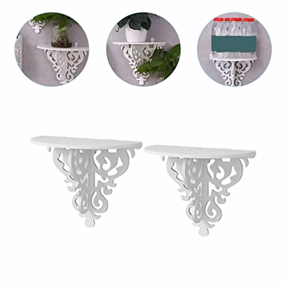 Zerodeko 2pcs Home Bracket Kitchen Organizer Simple-Shaped Mounted Flower Stands Modern Sundries Bathroom Floating Plant Flowerpot Nursery Stand Retro Decor for Holder Brackets Carving