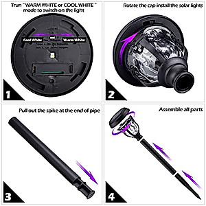 LeiDrail Solar Pathway Lights Outdoor, 2 Pack 2 Modes Bright Solar Path Light Metal Glass Waterproof for Garden Yard Patio Decoration Warm White/Cool White Landscape Lighting