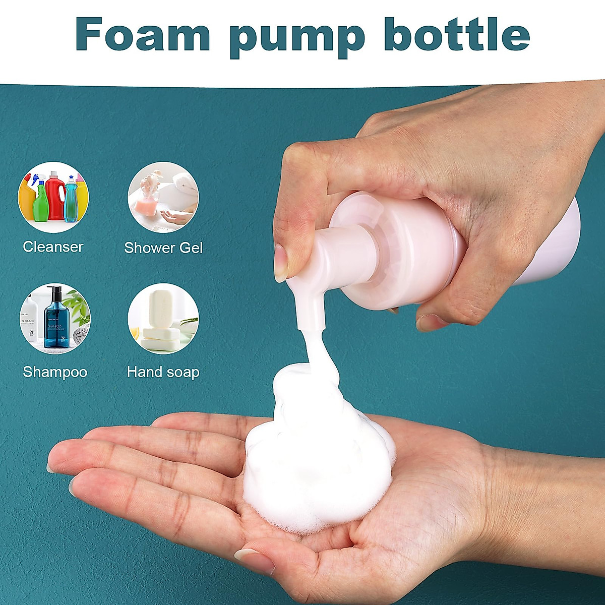 Foaming Soap Dispenser Bottle Travel Foam Pump Bottle 2 Pack 100 ml/3.4 oz Plastic Foam Dispenser Bottles Empty Refillable Containers Dish Soap Dispenser for kitchen, Cleanser, Shampoo(Pink)