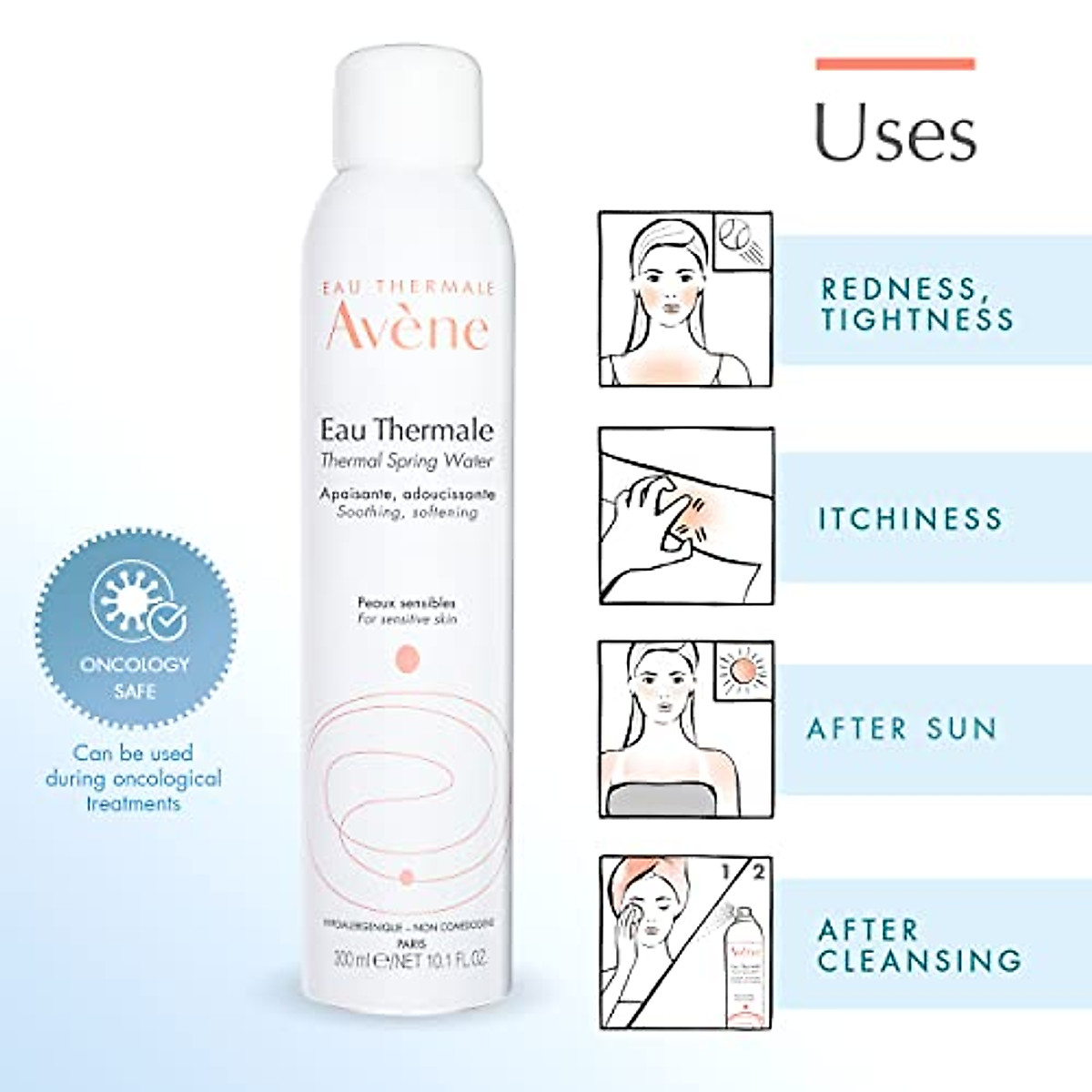 Eau Thermale Avene Thermal Spring Water, Soothing Calming Facial Mist Spray for Sensitive Skin - 10.1 fl. oz.
