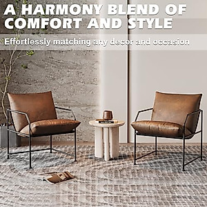 Homy Grigio Reading Chair Living Room Chairs Accent Chairs Set of 2 & 1 for Living Room Modern Teen Chairs for Bedroom Comfy Lounge Chairs Side Arm Chairs with Heavy Duty Metal Legs (Set of 1, Brown)