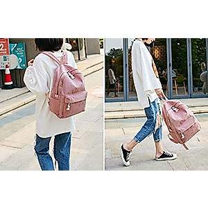 Corduroy Knapsack Casual Backpack Unisex Classic Campus Portable Ultra Soft Handbag (Pink)
