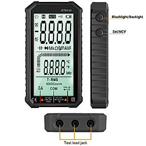 ET8134 Digital Multimeter Multi Function Voltage Current Meter 10A 600V LCD Display Automatic Multimeter with Alarm Function