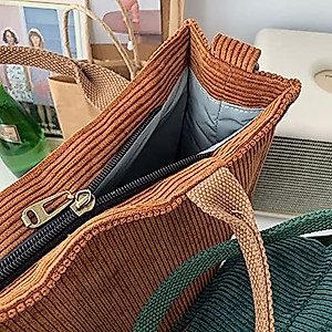 Corduroy Tote Bag Aesthetic Tote Bag Corduroy Hobo Bag for Women Tote Bag (Green)