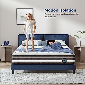InofiaSeren Full Mattress, Individual Pocket Spring Hybrid Full Size Bed with Gel Memory Foam, Breathable Full Mattress in a Box, Medium Firm Support, 75''*54''*12''