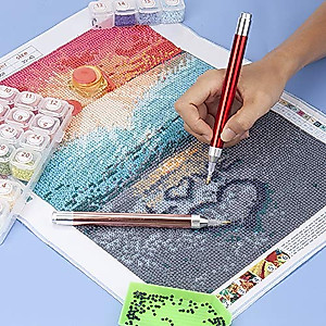 LED DIY Diamond Painting Illumination Pen with Light,2Pack Art Lighted Pen Applicator Accessories,Drill Bead Pen for Adult and Kids,5D Gem Jewel Wax Picker Tool Embroidery Supplies