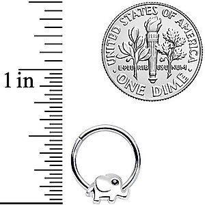 Body Candy 16G 316L Steel Hinged Segment Ring Seamless Cartilage Nipple Ring Elephant Nose Hoop 3/8"