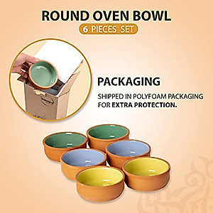 Luksyol Clay pot for cooking Handmade oven bowl tajine cooking pot Microwave & Oven Safe 100% Natural earthenware pot - Eco friendly terracotta pots for Mexican Indian Korean moroccan Dishes, (6 Pcs)