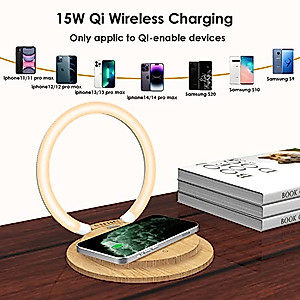 emie Wireless Charger Pad with Lamp, Fast Max 15W Wireless Charging Solution for Qi Enabled/iPhone/Galaxy, LED Touch Table Lamp for Bedside Nightstand Desk and Bedroom Dorm Home Office Decor