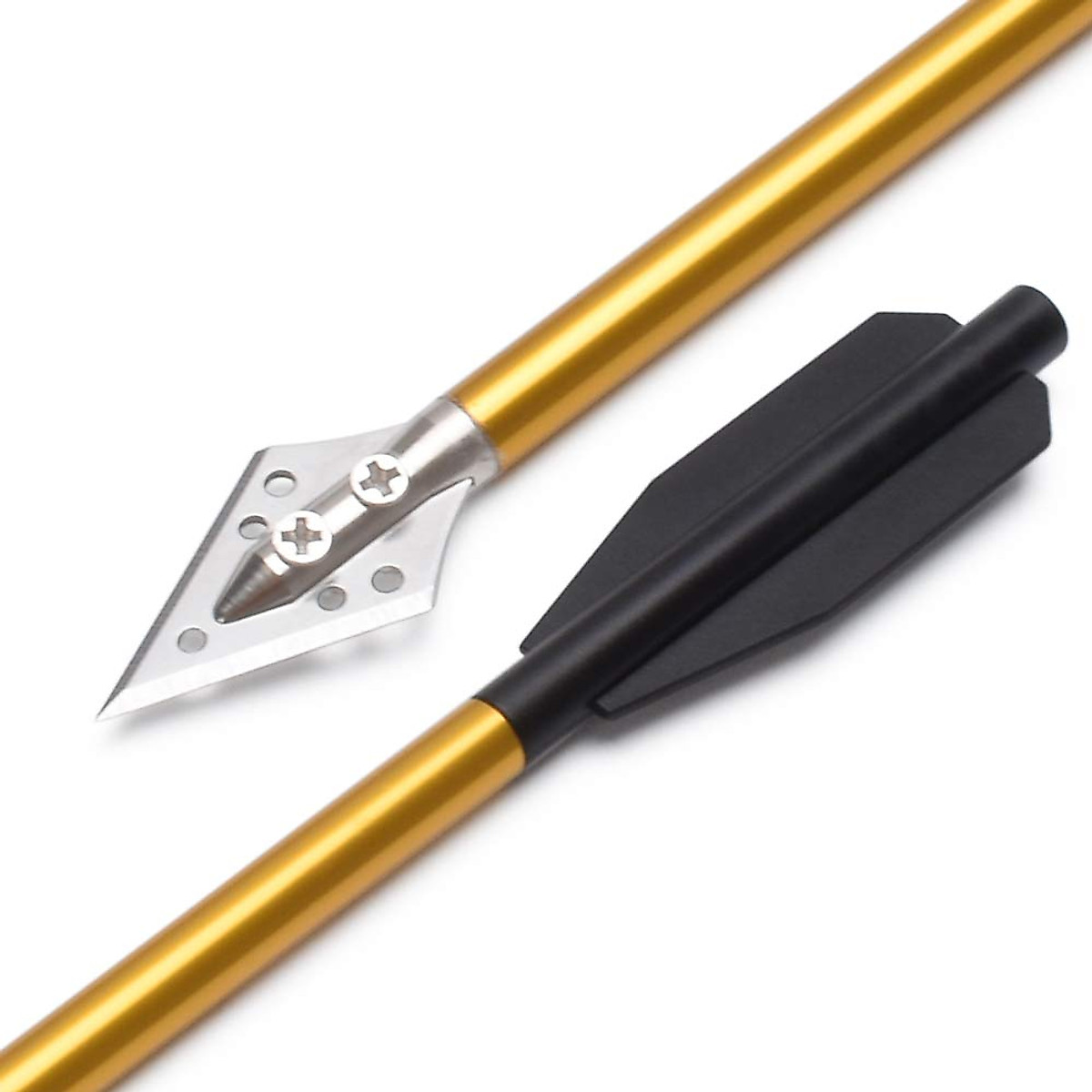 Bow and arrow college Mini Crossbow Bolts Miniature Crossbows Arrows Gold Aluminum Body with Screw Tip Broadhead(Pack of 3)