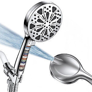 EILIKS Shower Heads with Handheld Spray Combo, High Pressure Filtered Shower Heads 10 Spray Mode Shower Head with Filters, Stainless Steel Hose, Adjustable Bracket, for Tubs Tiles Walls Pets Cleaning