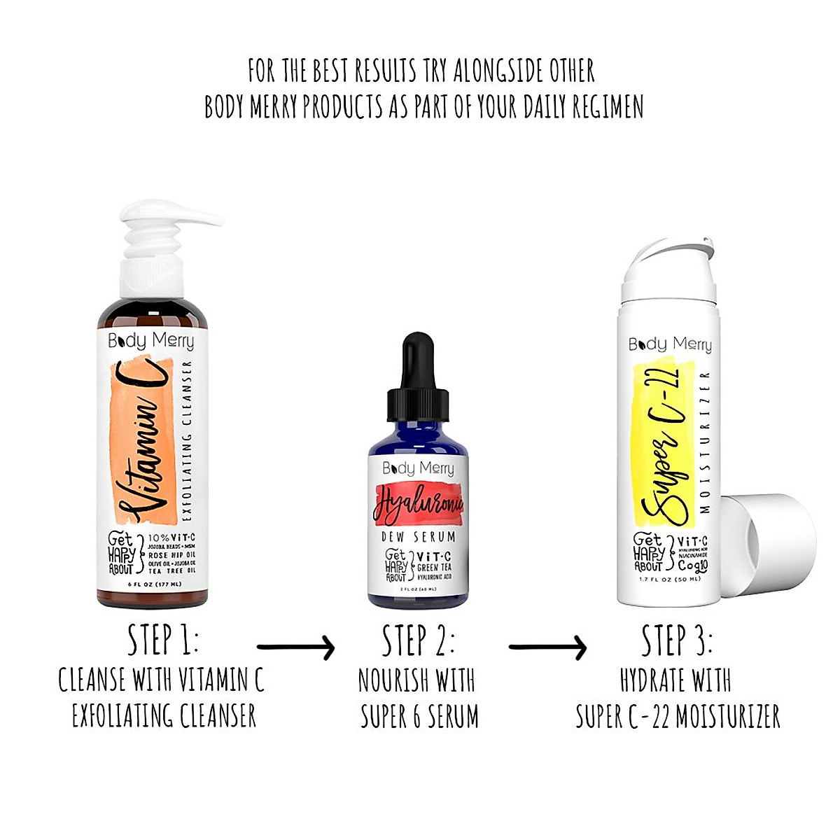 Body Merry Super-C 22 Moisturizer – Vitamin C Facial Cream with Organic Aloe and Hyaluronic Acid - Brightening and Hydrating Anti-Aging Face Lotion for Dark Spots, Lines and Wrinkles, 1.7 fl oz