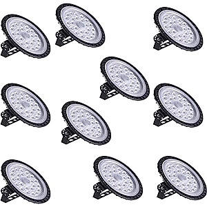 Sararoom 10Packs 100W 110V UFO LED High Bay Light, LED Warehouse Light 10000 Lumen 6500K Daylight White LED Shop Light Commercial Bay Lighting for Factory Garage Workshop
