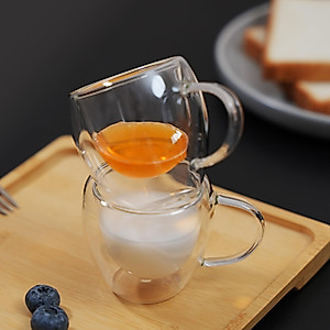 BSDPRFE 2.5 oz Espresso Cups Set of 2 with Handle Espresso Shot Glasses, Double Wall Insulated Espresso Mugs, Tazas de Cafe Expreso, Milk Cup with Handle, Suit for Espresso Machine