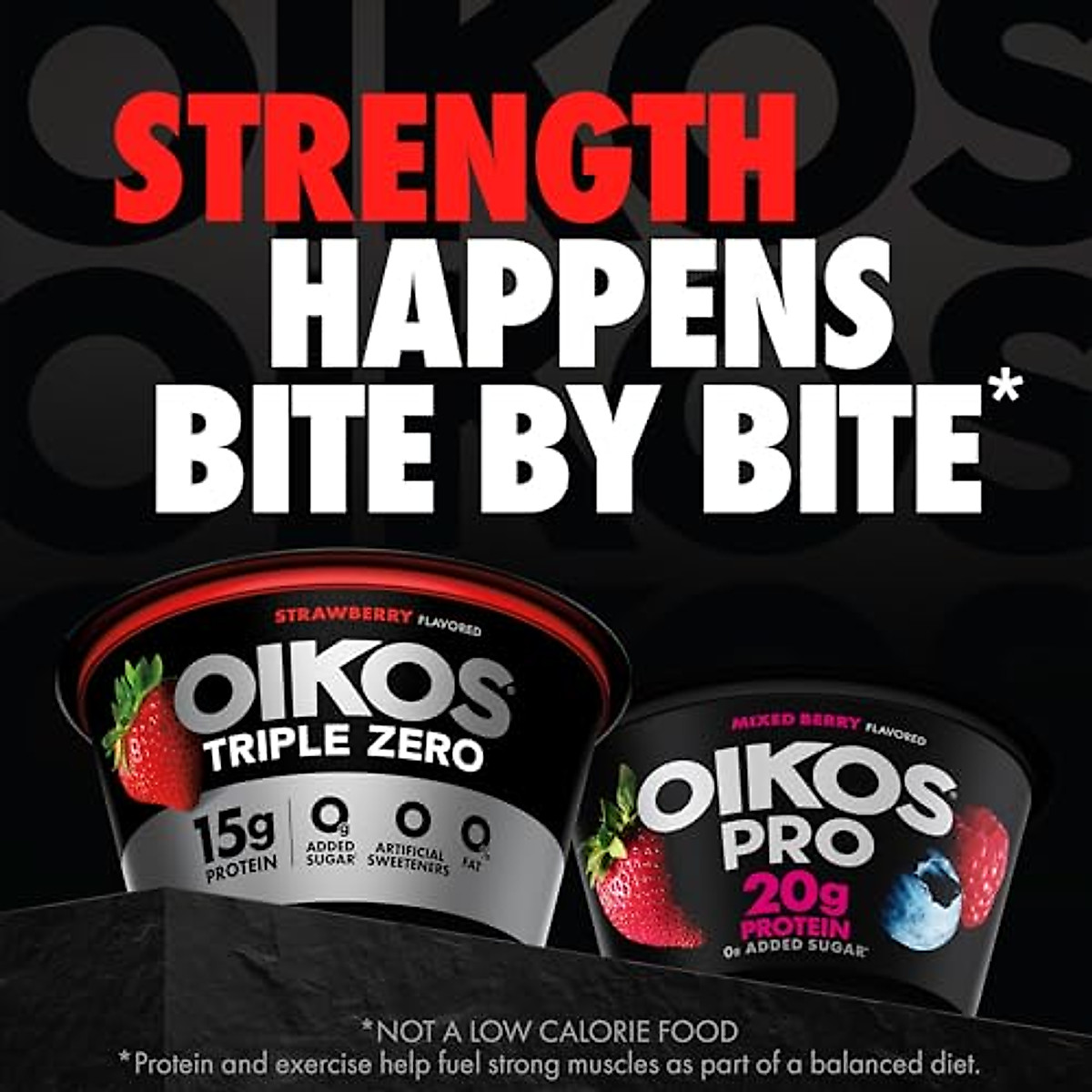 Oikos Triple Zero Strawberry Nonfat Greek Yogurt Pack, 0% Fat, Sugar Free and 0 Artificial Sweeteners, Just Delicious High Protein Yogurt, 4 Ct, 5.3 OZ Cups