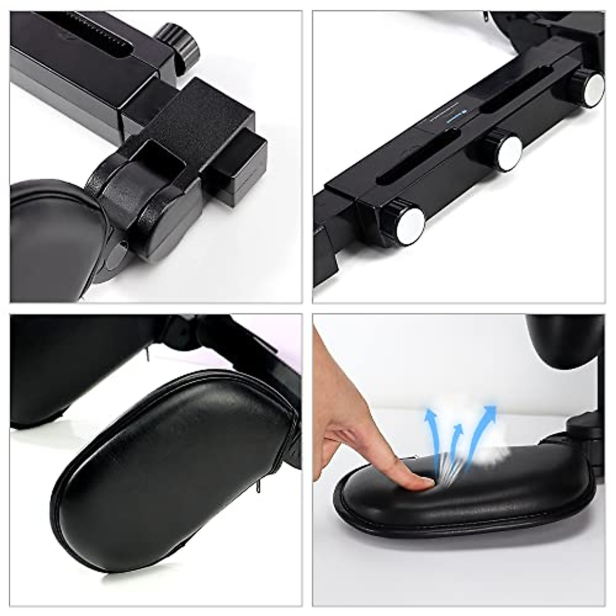 SanLead Car Headrest Pillow Detachable, U Shaped Road Pal Headrest Black Head Neck Support, 180 Degree Adjustable Car Seat Head Neck Support