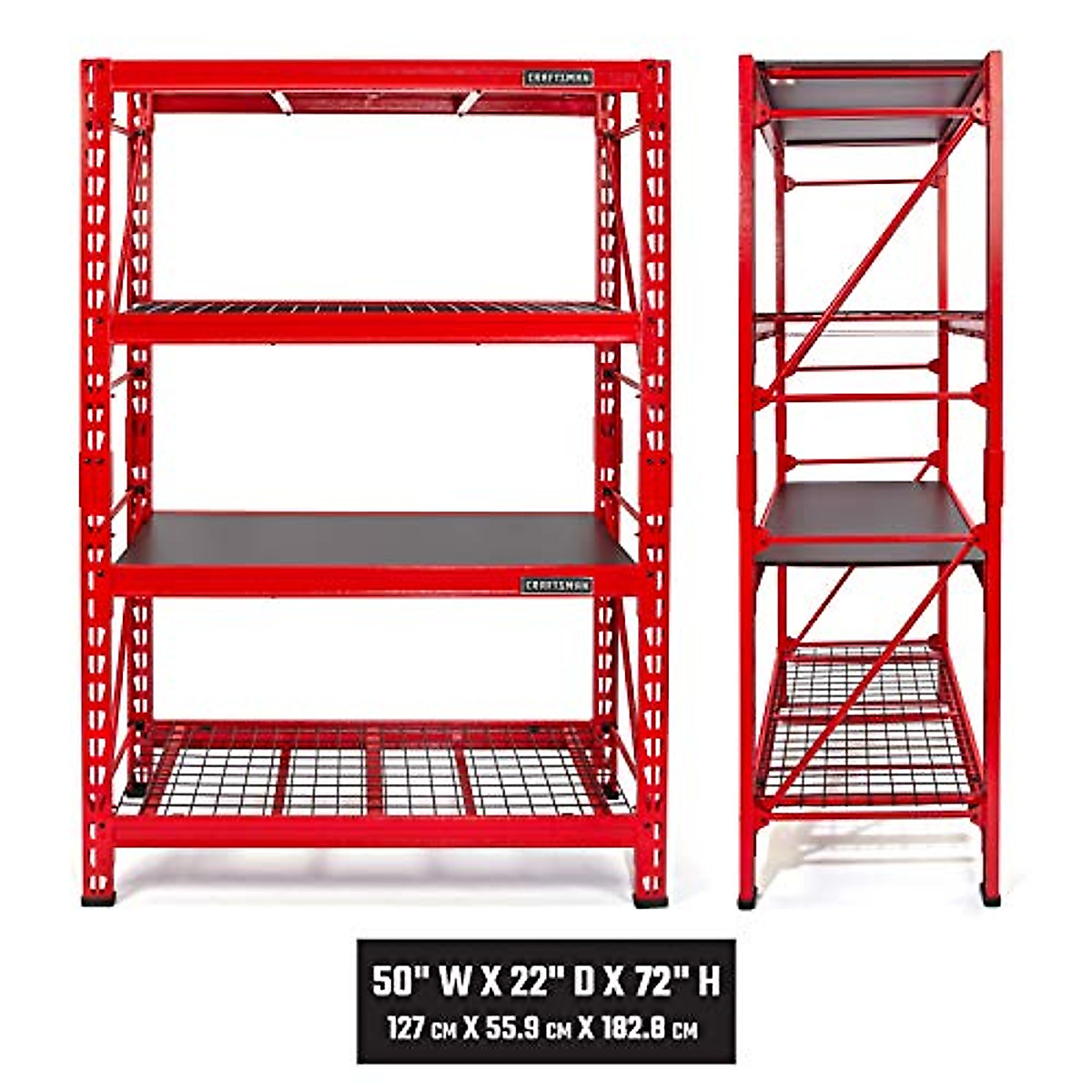 Craftsman 2-Shelf 3-Foot Tall Stackable Tool Chest Depth Storage Rack, 2-Pack, Red