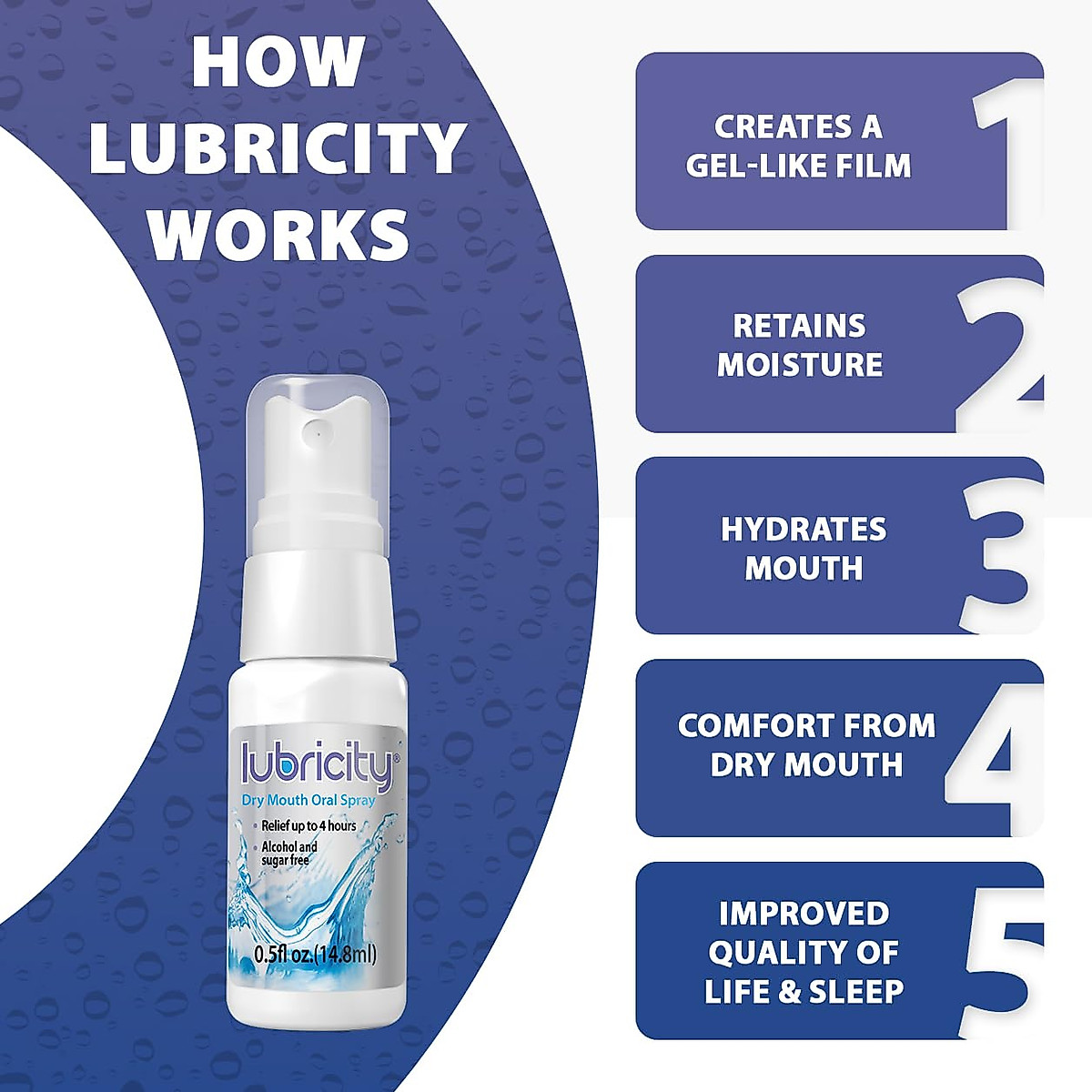 Lubricity Dry Mouth Oral Spray for Symptomatic Relief of Dry Mouth, Flavorless - .5 oz, Travel Size