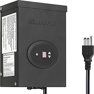 SUNVIE 300W Low Voltage Transformer for Landscape Lighting with Timer and Photocell Sensor Waterproof Power Supply for Landscape Lights Path Lights Outdoor Spotlight 120V AC to 12V /14V AC(ETL Listed)