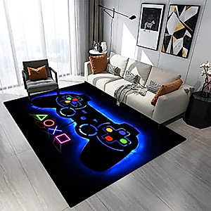 Game Controller Gamepad Pattern Modern Area Rugs Non-Slip Gaming Rug Boys Rugs Doormats Gamer Carpets for Living Room Bedroom Boys Teens Game Room Decor 60x39 Inch