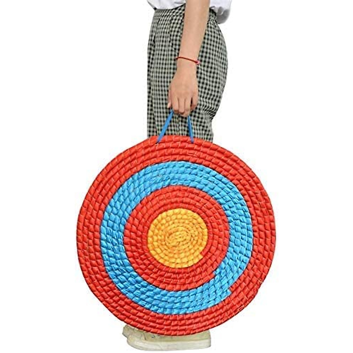 AMEYXGS 4-Ring Bullseye Archery Shooting Target Handmade Traditional Straw Target 1-5 Layer Target Solid Round for Outdoor Sports Hunting Shooting Practice (1 Layer)
