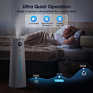 VCK 8L AI Smart Humidifier for Bedroom,Top Fill Cold Mist Humidifiers with 10 Adjustable Mist Levels, 50H Runtime, Auto Mode, 24H Timer, Whisper-Quiet Ultrasonic Humidifiers for Home Large Room Plant