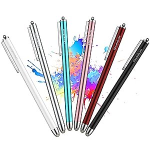 Stylus Pens for Touch Screens (6 Pack), High Sensitivity Fiber Tip Stylus Pen with Clip for Apple iPad, iPhone, Android, Tablets, Samsung, Galaxy